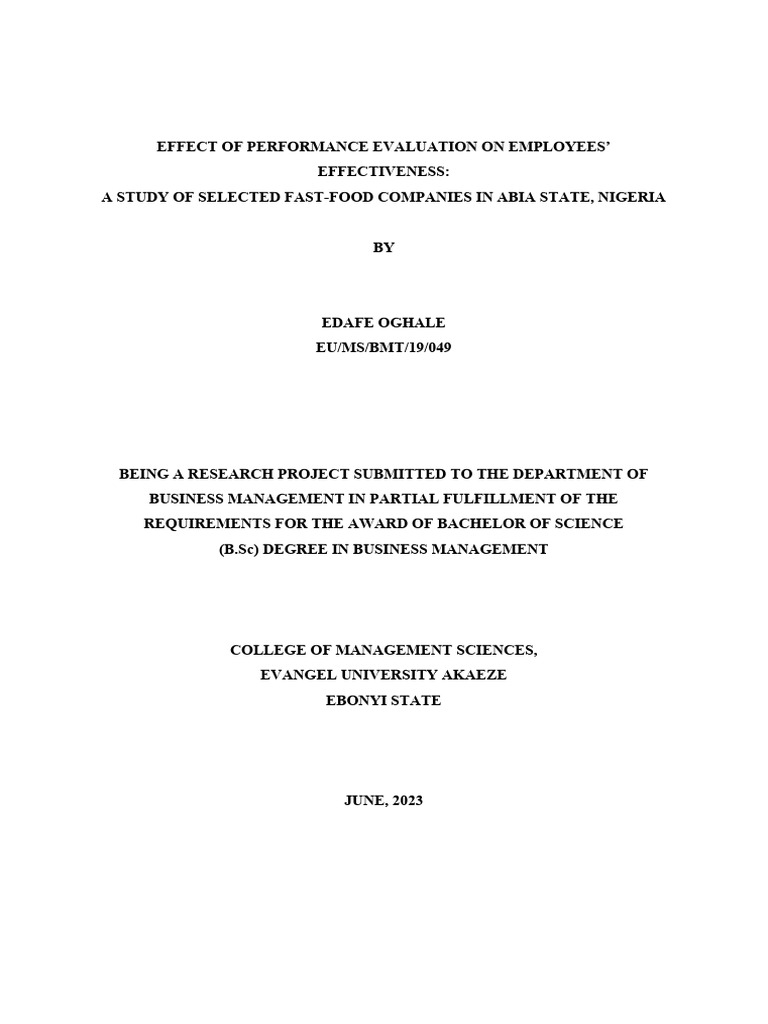 Edafe Work Project 2023 | PDF | Performance Appraisal | Sampling (Statistics)