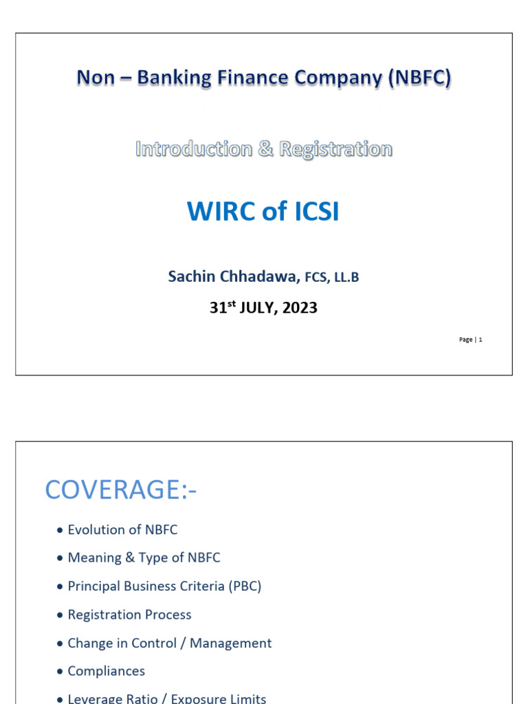 NBFC Compliances | PDF | Banks | Non Bank Financial Institution