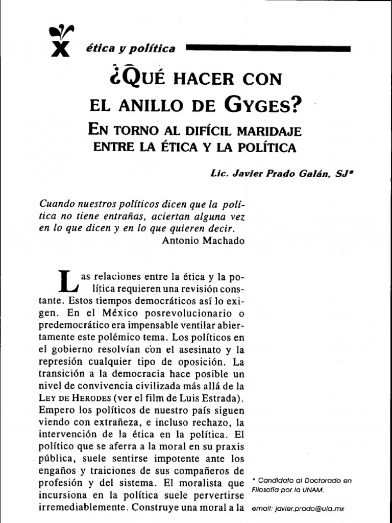Ética y Política: El Anillo de Gyges | PDF | Moralidad | Immanuel Kant