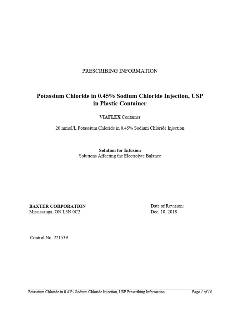 KCL in 0.45 NACL EN | PDF