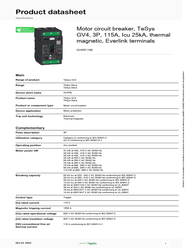 TeSys GV4 - GV4PE115B | PDF