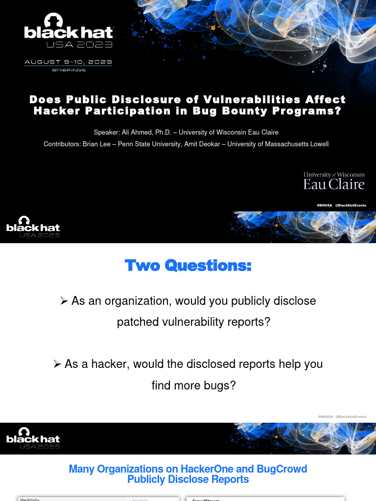Ali Ahmed & Brian Lee & Amit Deokar - Does Public Disclosure of Vulnerabilities Affect Hacker ...