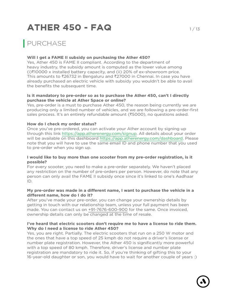 Ather 450 Faq | PDF | Electrical Connector | Battery Charger
