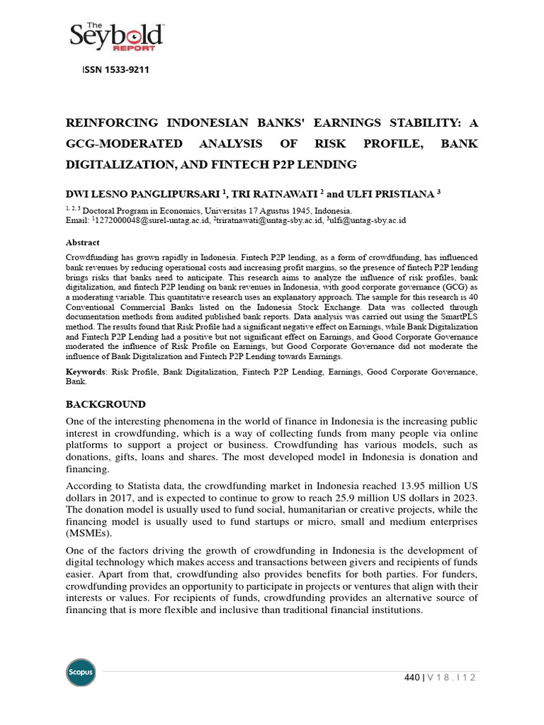 Reinforcing Indonesian Banks' Earnings Stability: A Gcg-Moderated Analysis of Risk Profile, Bank ...