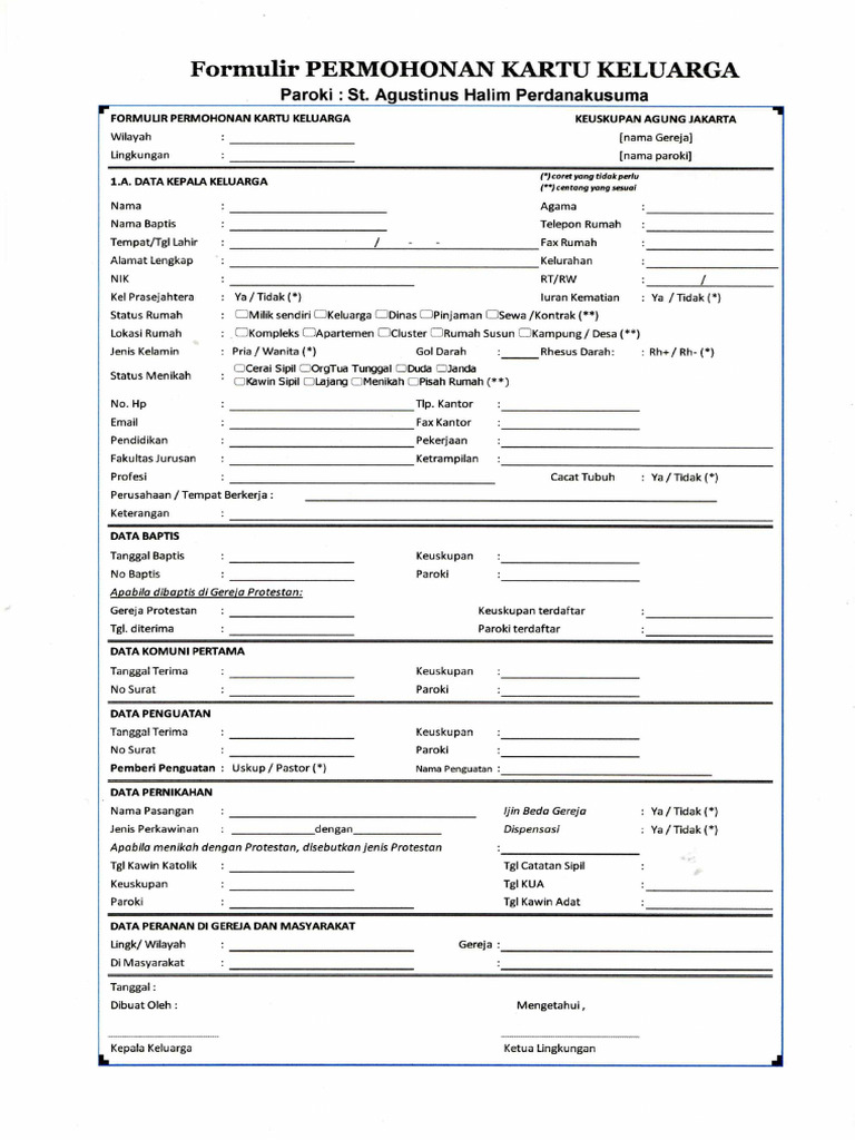 Form Permohonan KK Baru Hal 1 | PDF