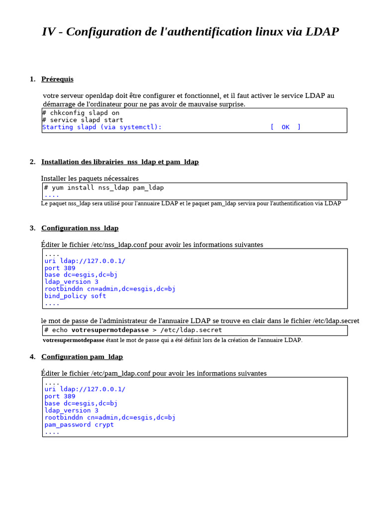 4-Configuration de L'authentification Linux Via Ldap Sous Fedora | PDF | Service réseau ...
