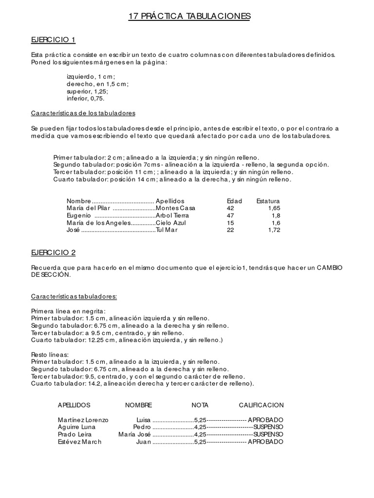17 Practica Tabulaciones | PDF
