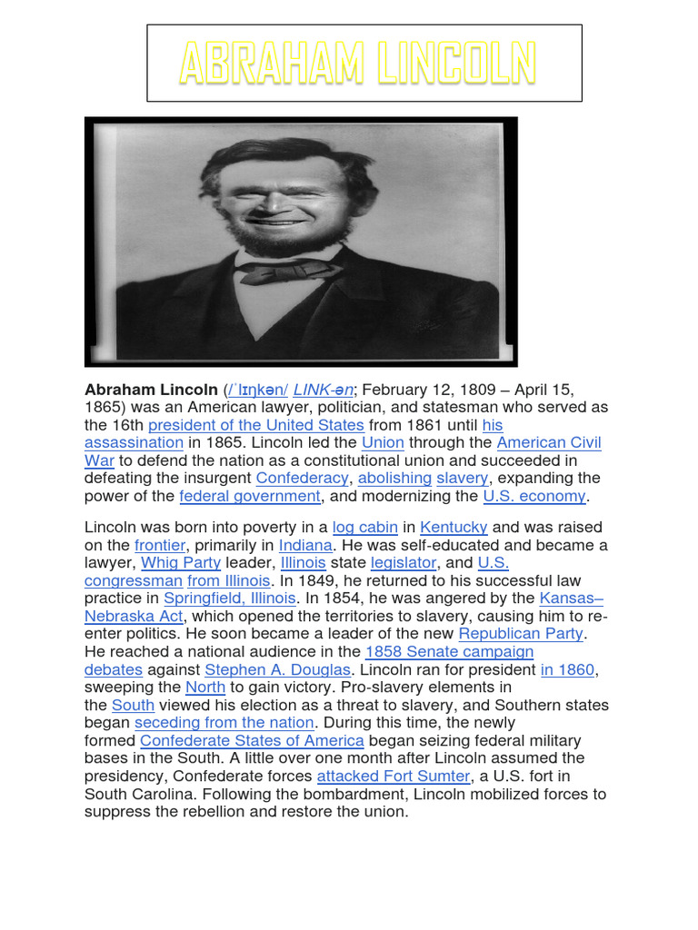 Abraham Lincoln | PDF | Abraham Lincoln | Confederate States Of America