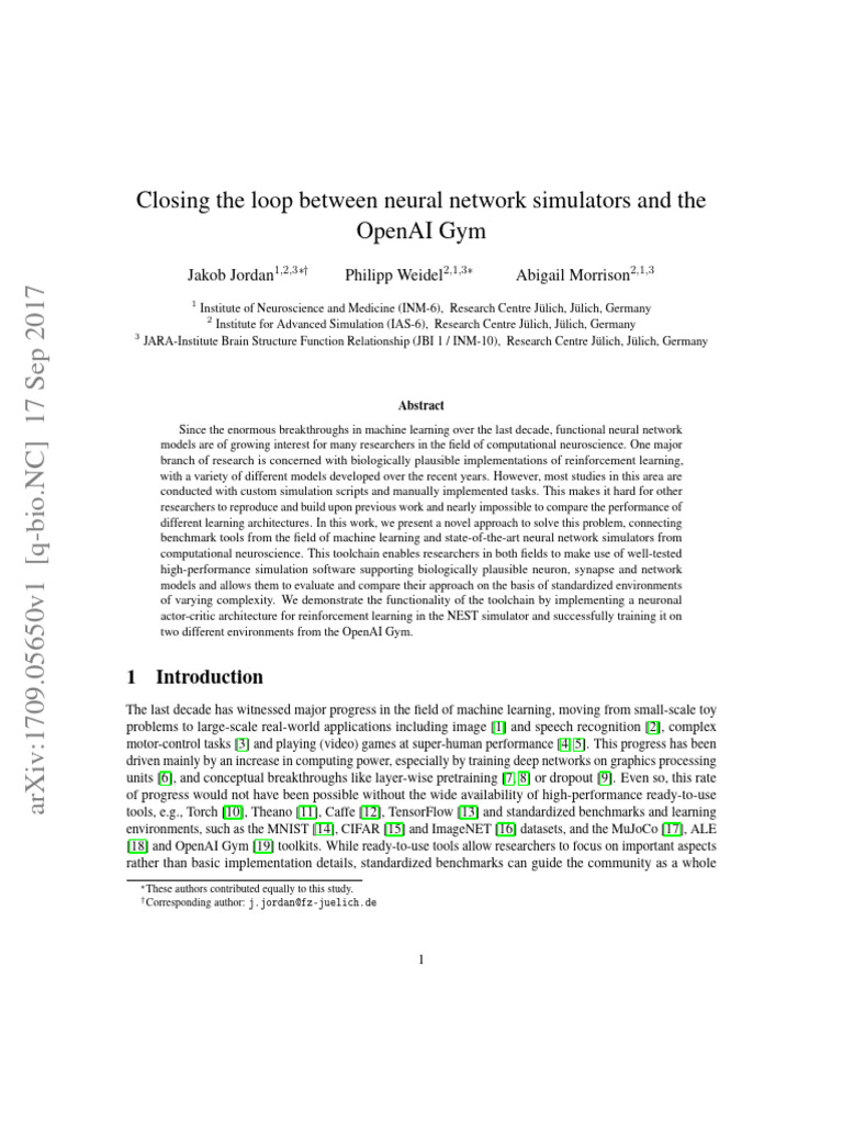 Closing The Loop Between Neural Network Simulators and The Openai Gym | PDF | Simulation ...