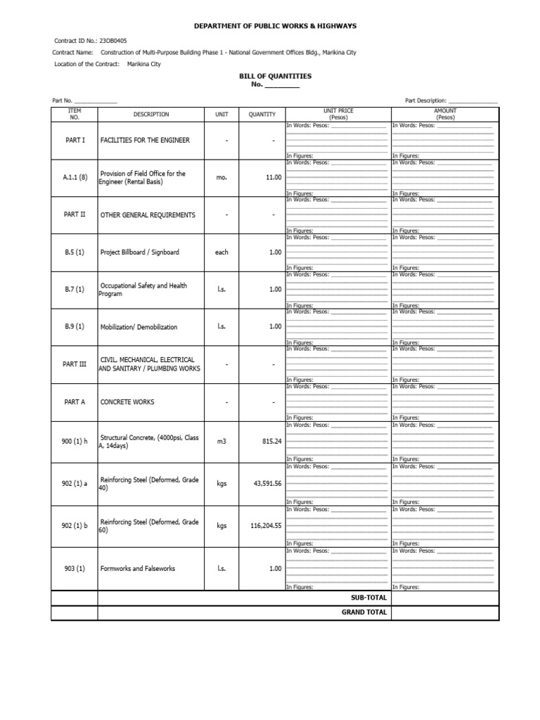 23ob0405 - Bill of Quantities | Download Free PDF | Architectural ...