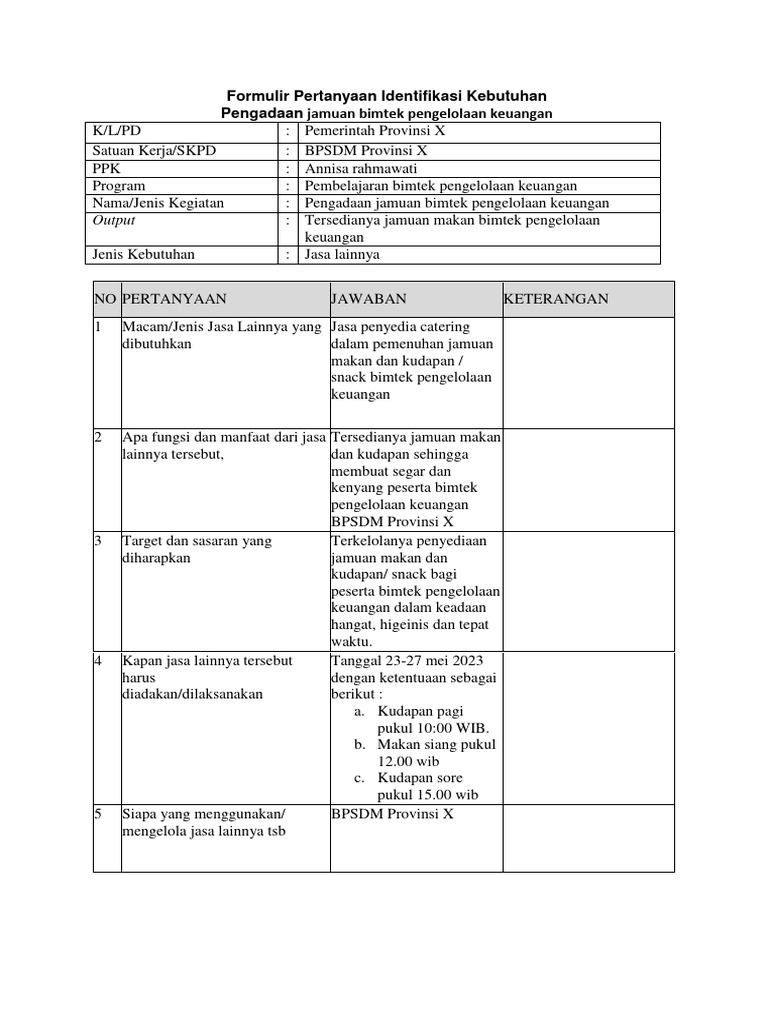 Lampiran 3 - Form Identifikasi Kebutuhan | PDF