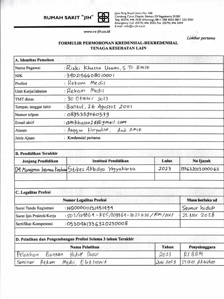 RKK Rizki Khusna Utami, S.TR - RMIK - RM | PDF