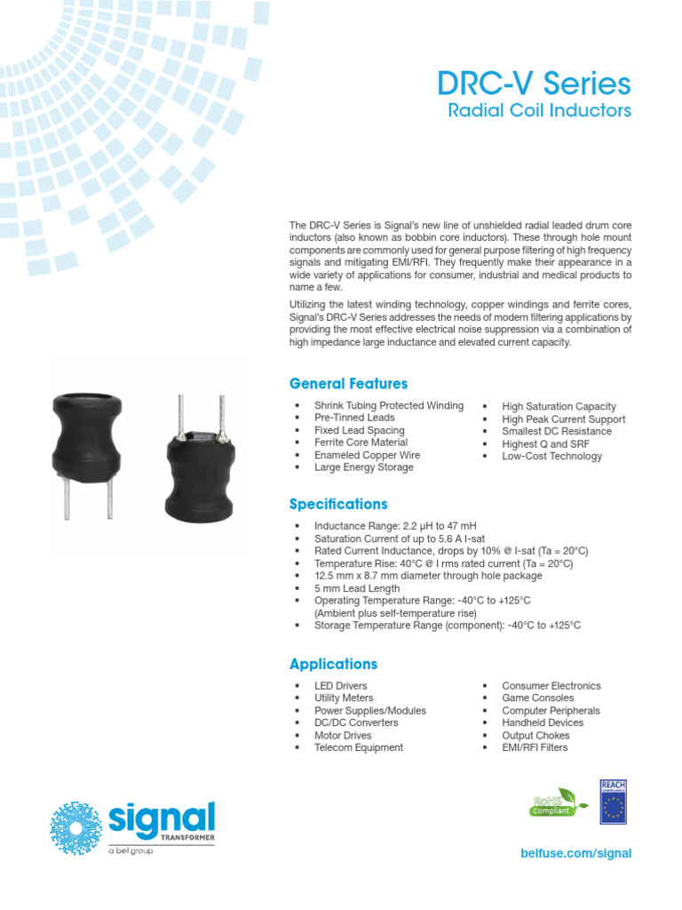 DRC-V Series Datasheet | PDF | Inductor | Electronic Engineering
