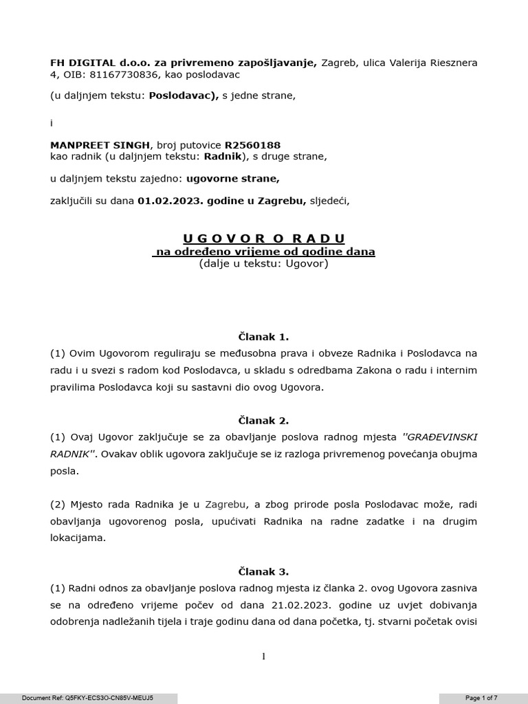 Signed Offer Letter Manpreet Singh | PDF