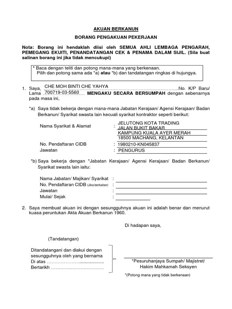 Akuan Berkanun Che Moh | PDF