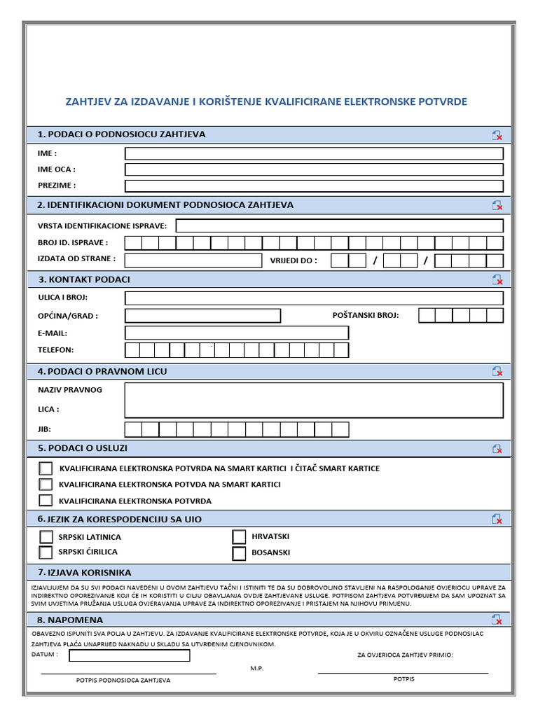 Zahtjev Za Izdavanje Pravna Lica BS | PDF