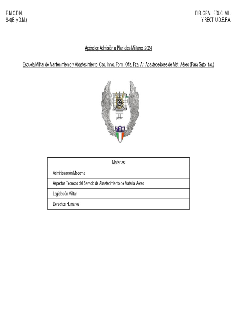 E.M.C.D.N. S-6 (E. y D.M.) Dir. Gral. Educ. Mil. Y RECT. U.D.E.F.A | PDF