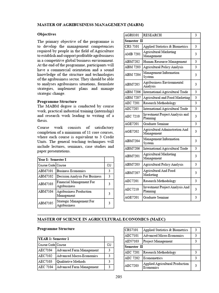 Master of Agribusiness Management | PDF | Agriculture | Agribusiness