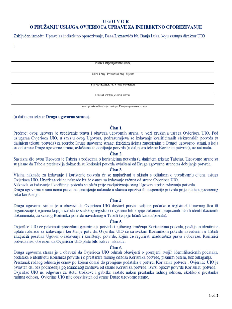 Ugovor o Pruzanju Usluga BS | PDF