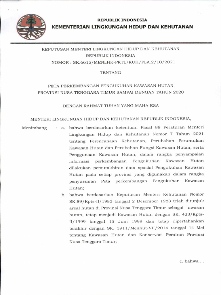 SK 6615 Bangkuh Provinsi Nusa Tenggara Timur-1 | PDF