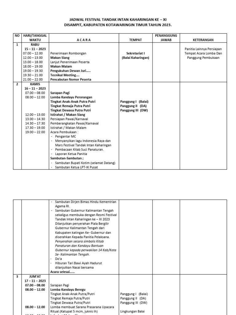Jadwal Festival Tandak Intan 2023 | PDF