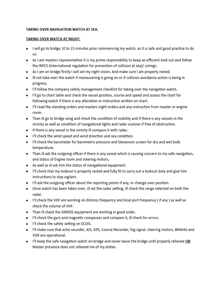 Bridge Duties | PDF | Ships | Water Transport