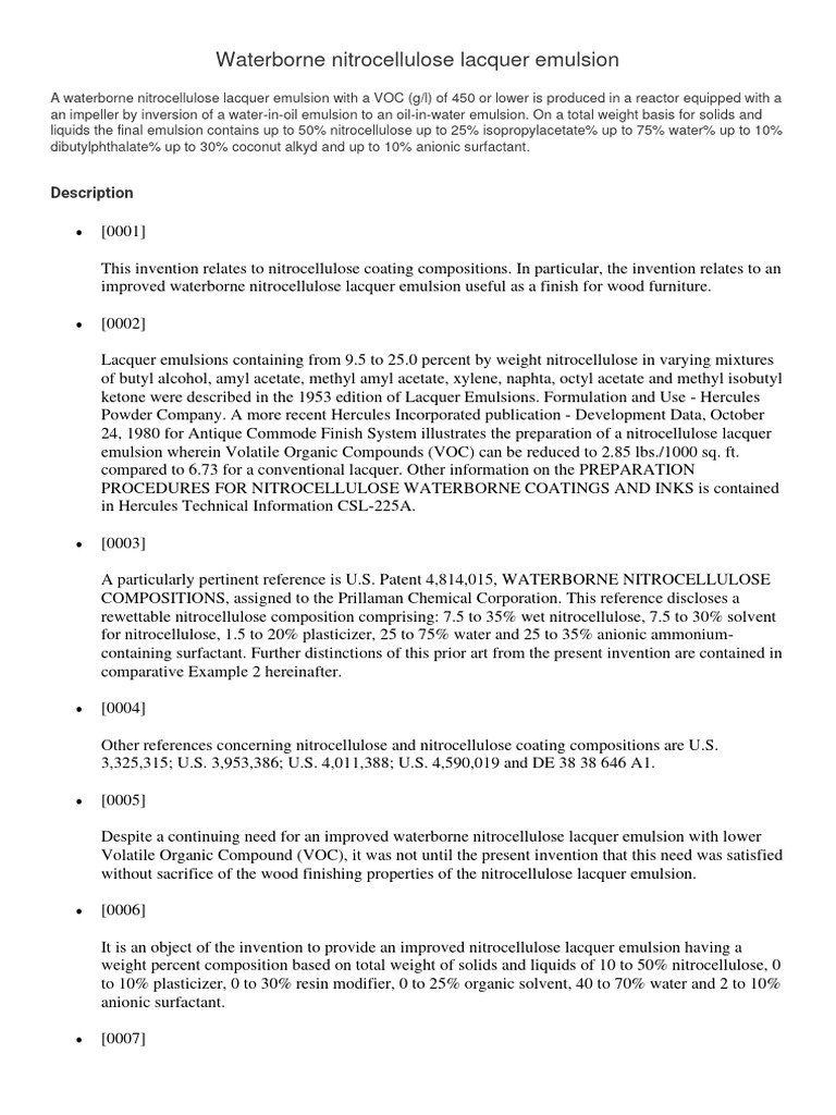 Waterborne Nitrocellulose Lacquer Emulsion | PDF | Ester | Emulsion