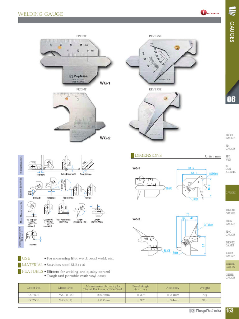 SK Welding Gauge WG1 WG2 | PDF
