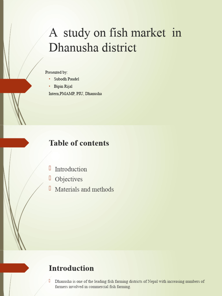 Fish Market Study in Dhanusha District | PDF
