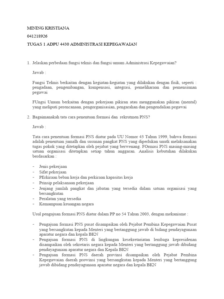 T1 - Admin Kepegawaian - Mining Kristiana | PDF