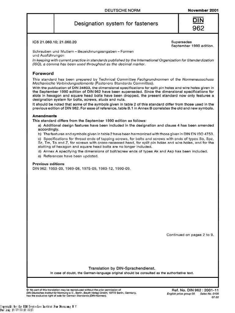 DIN 962 | PDF