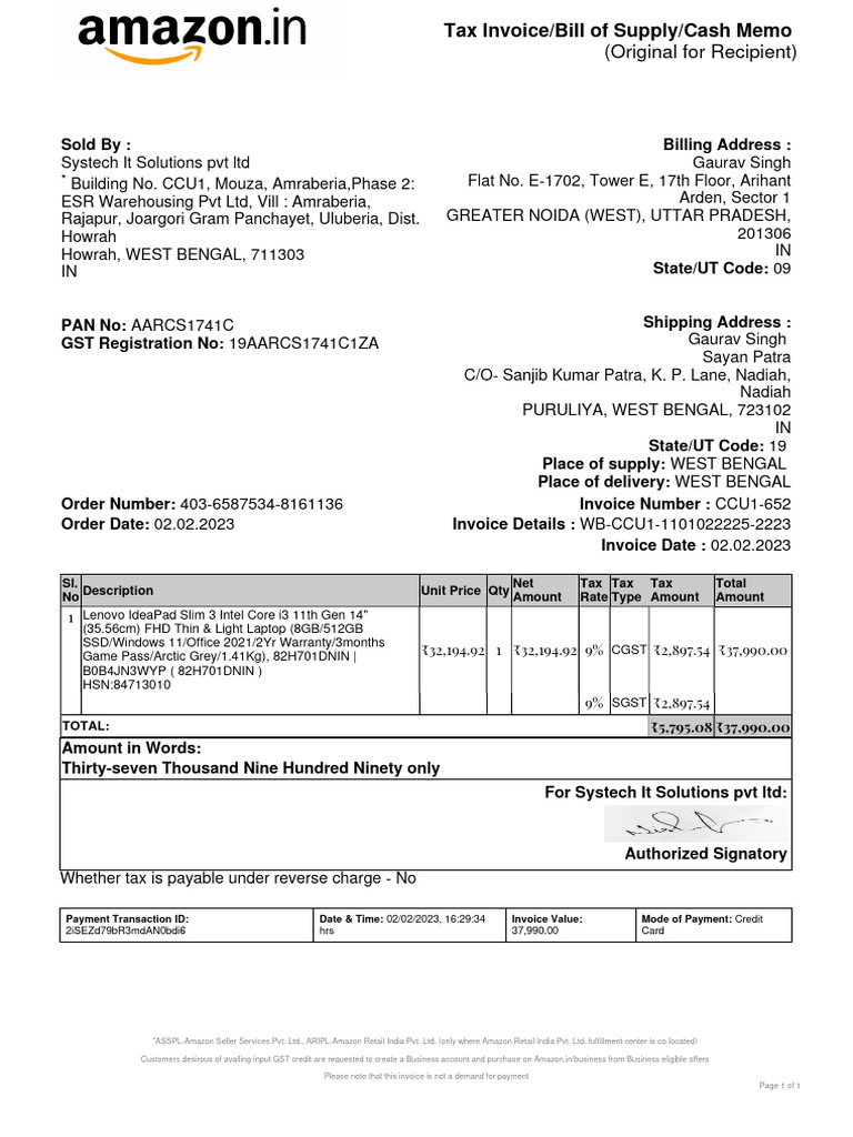 Invoice of PC | PDF | Invoice | Payments