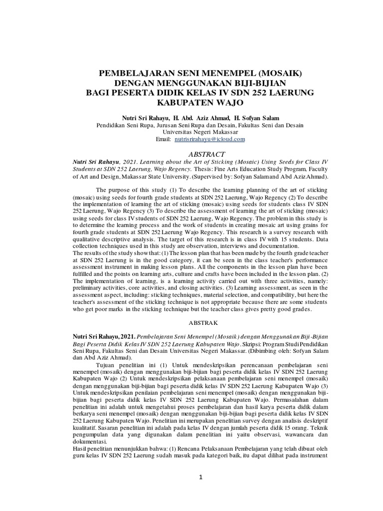 Jurnal Pembelajaran Seni Menempel | PDF | Learning | Intelligence