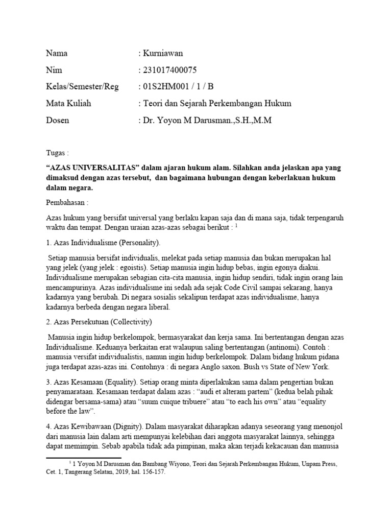 Kurniawan Tugas 12 Teori Dan Sejarah Perkembangan Hukum | PDF | Politik | Ilmu Sosial