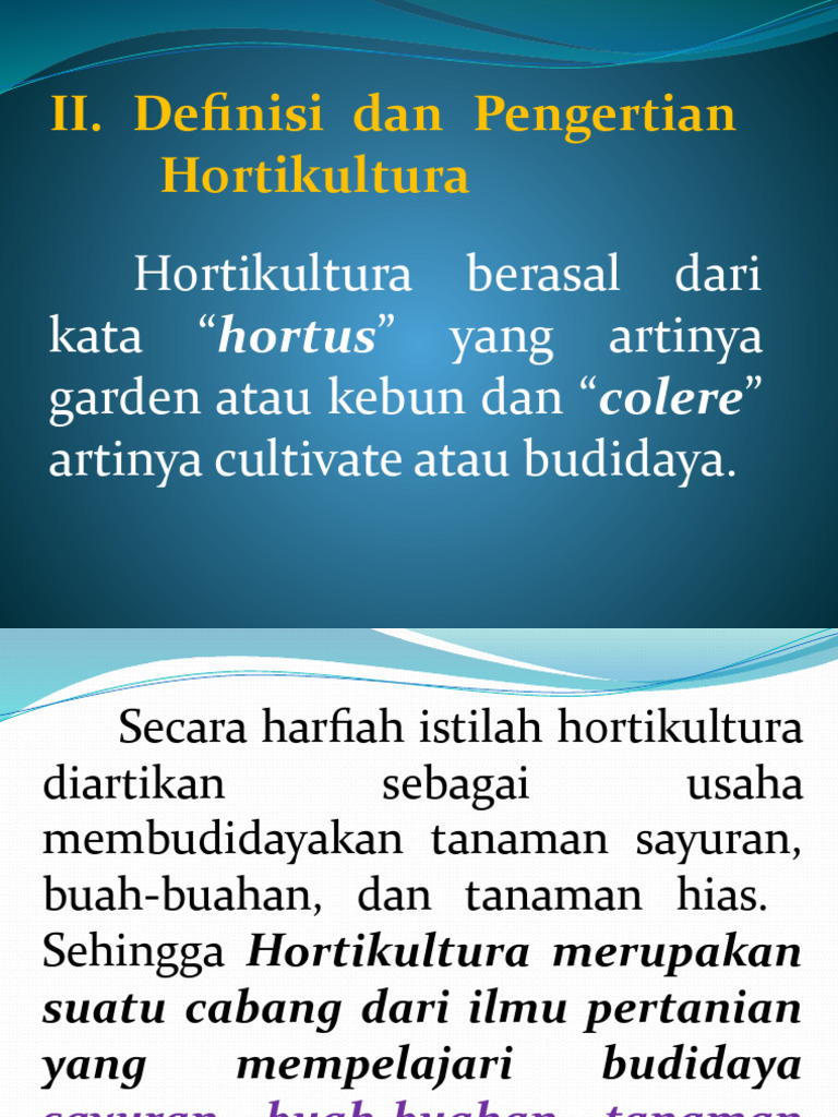 Definisi dan Manfaat Hortikultura | PDF