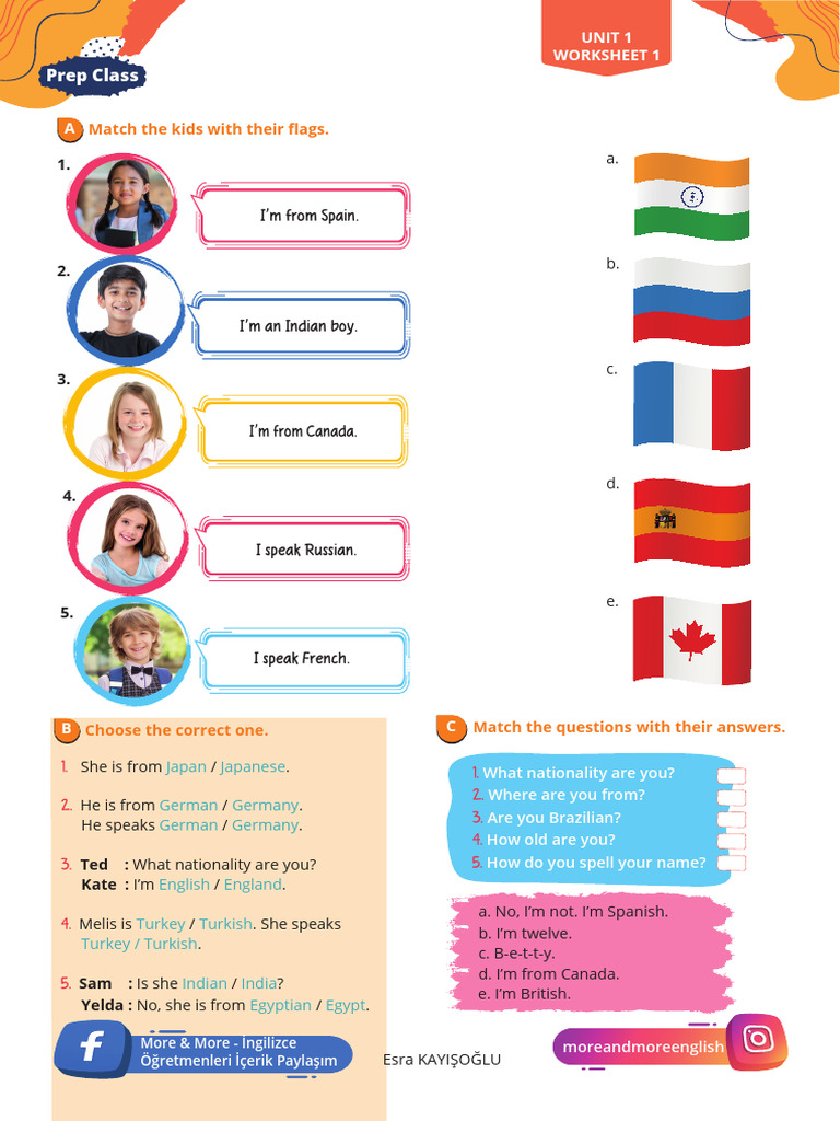 Prep Class - Unit 1 - Worksheet 1 | PDF | Human Communication | Languages
