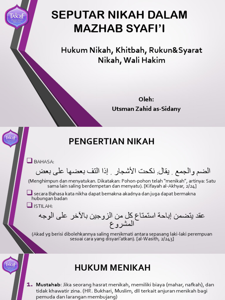 Pertemuan 1 Fiqih Seputar Nikah Khitbah Syarat Rukun Nikah | PDF