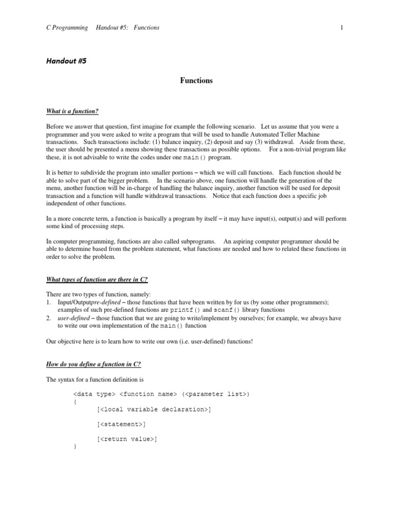 Basic Programming Handouts Pdf Parameter Computer Programming Variable Computer Science 8771
