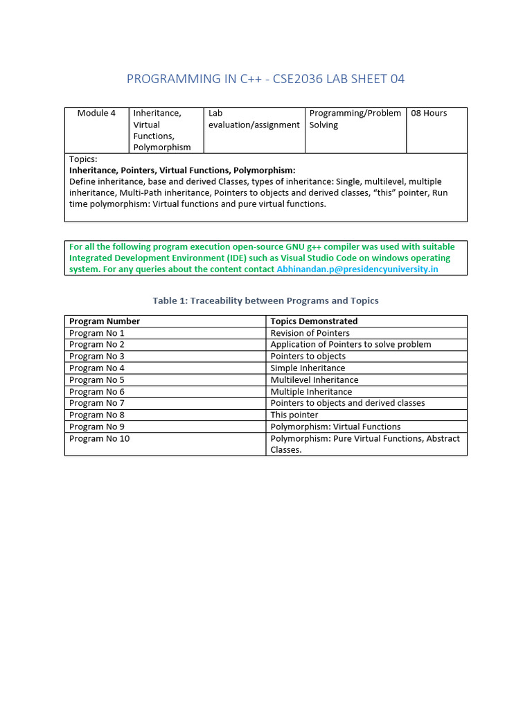 Cplusplus Lab Sheet 04 Pdf Pointer Computer Programming Computer Program 