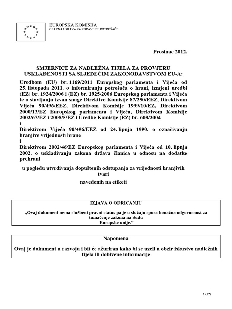 Labelling Nutrition-Vitamins Minerals-Guidance Tolerances 1212 HR | PDF