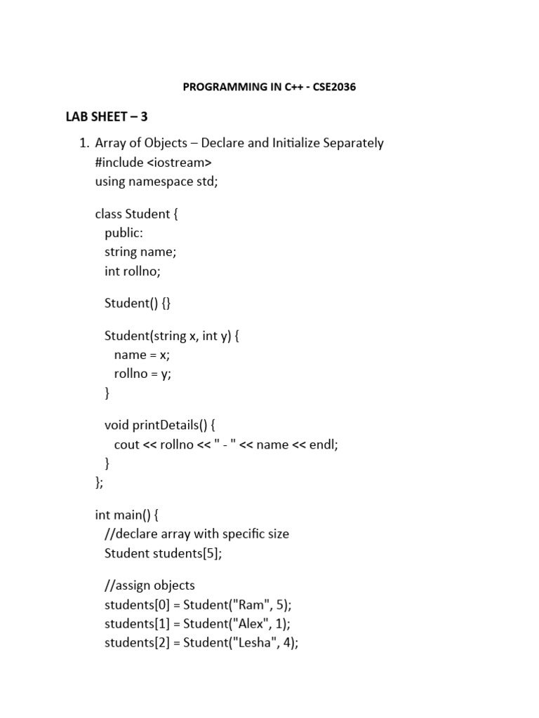 Lab Sheet 03 | PDF | Constructor (Object Oriented Programming) | Programming