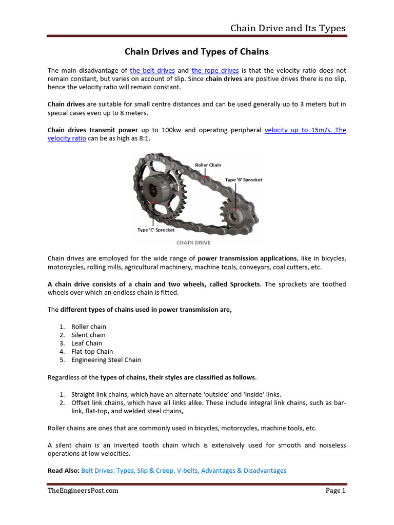 Chain Drive and Its Types | PDF | Belt (Mechanical) | Mechanical ...