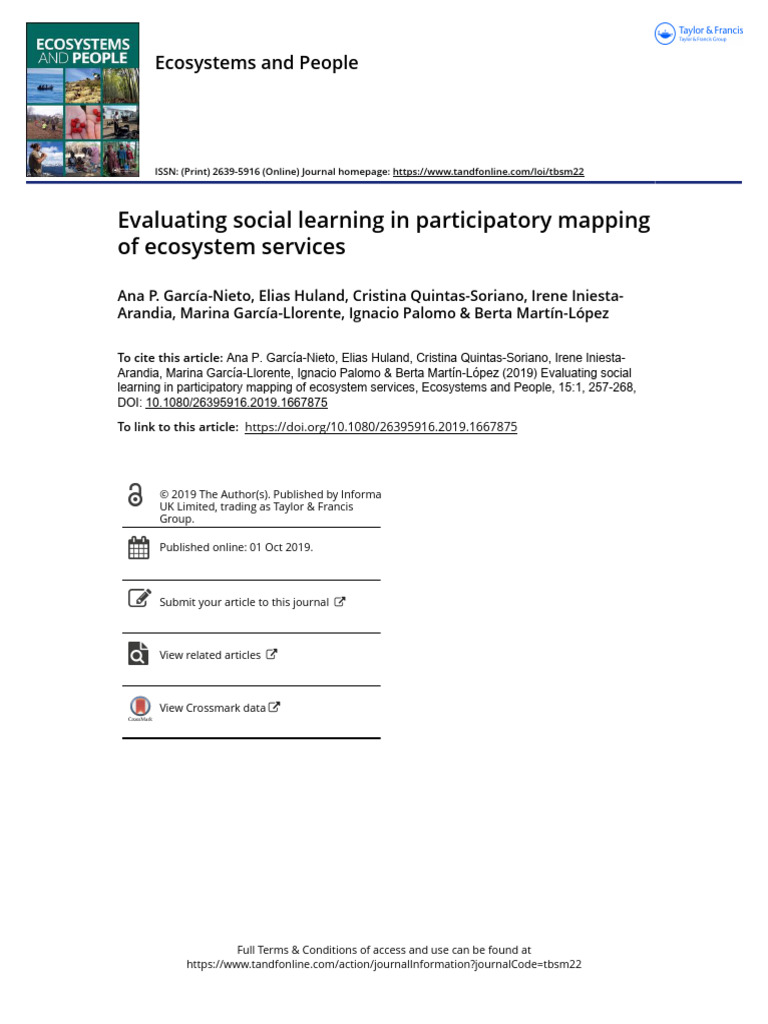 Evaluating Social Learning in Participatory Mapping of Ecosystem Services | PDF | Natural ...