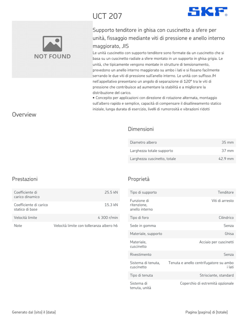 SKF UCT 207 Specification | PDF