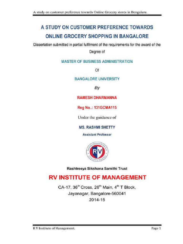 A Study On Customer Preferences Towards Online Grocery Shopping Towards ...