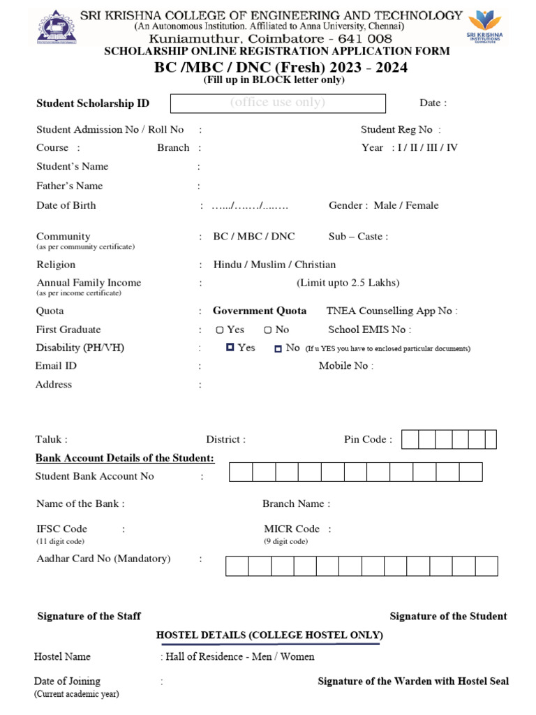 BC MBC and DNC Fresh Scholarship Application 2023-24 | PDF | Access Control | Authentication