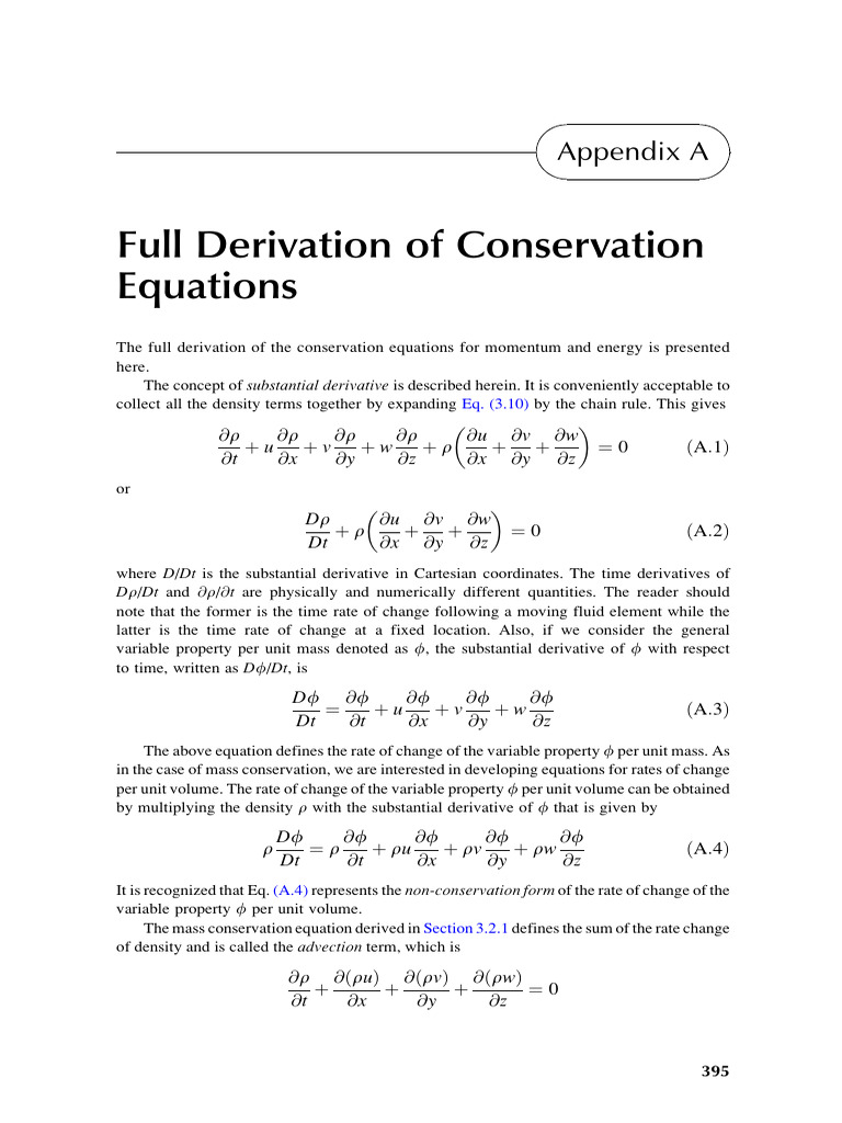 Appendix A - Full Derivation of Conservation Eq - 2013 - Computational Fluid Dyn | PDF ...