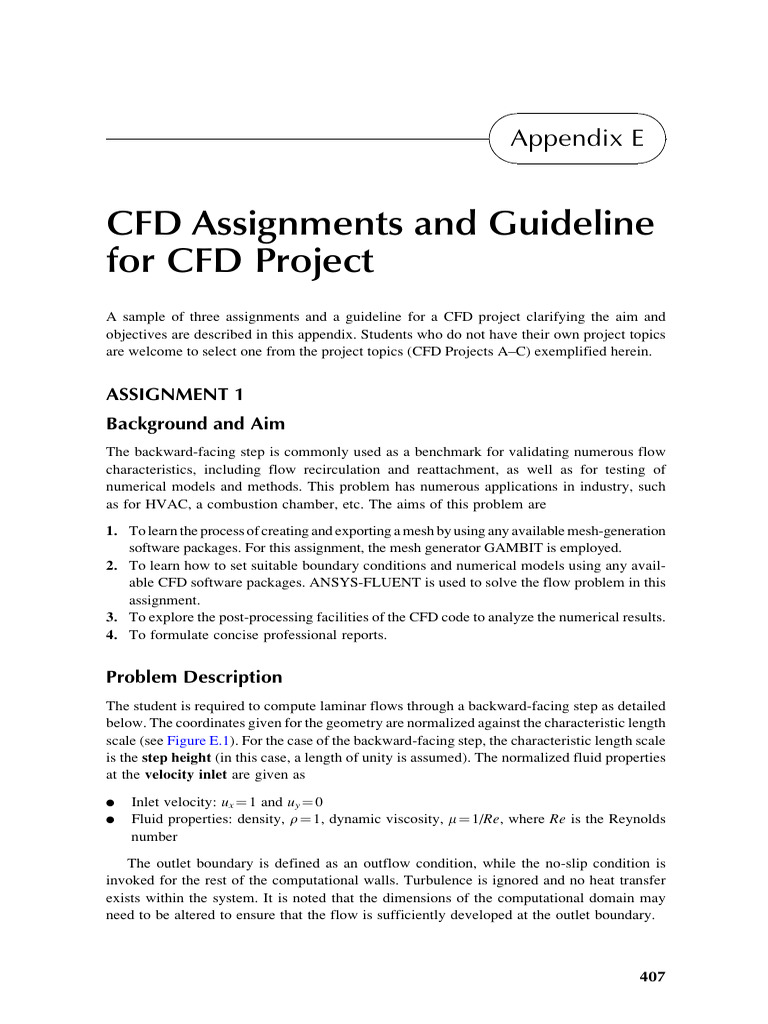Appendix E CFD Assignments and Guideline For C 2013 Computational Fluid Dy | PDF | Computational ...