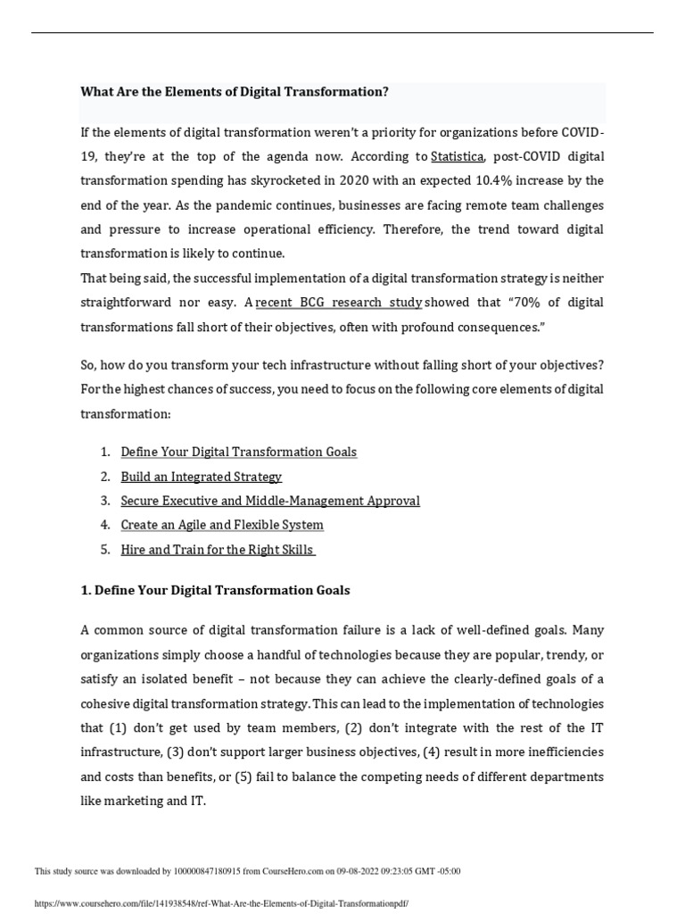 Ref What Are The Elements of Digital Transformation PDF | PDF