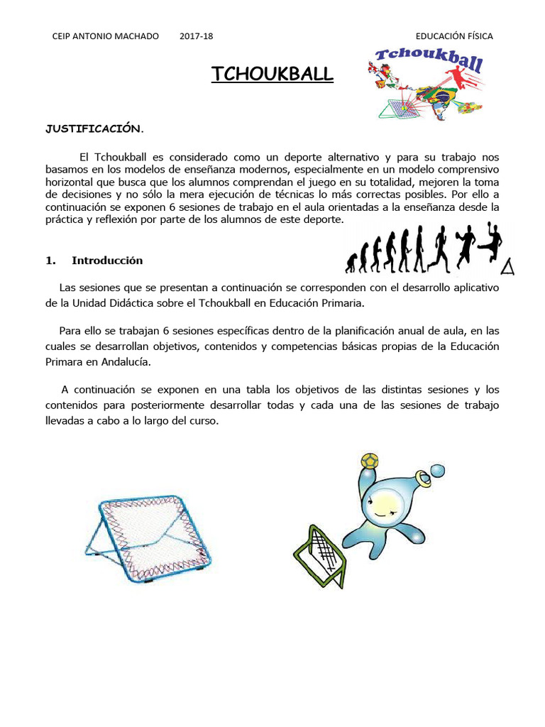 Tchoukball: Unidad Didáctica en Educación Física | PDF | Educación primaria | Pelota